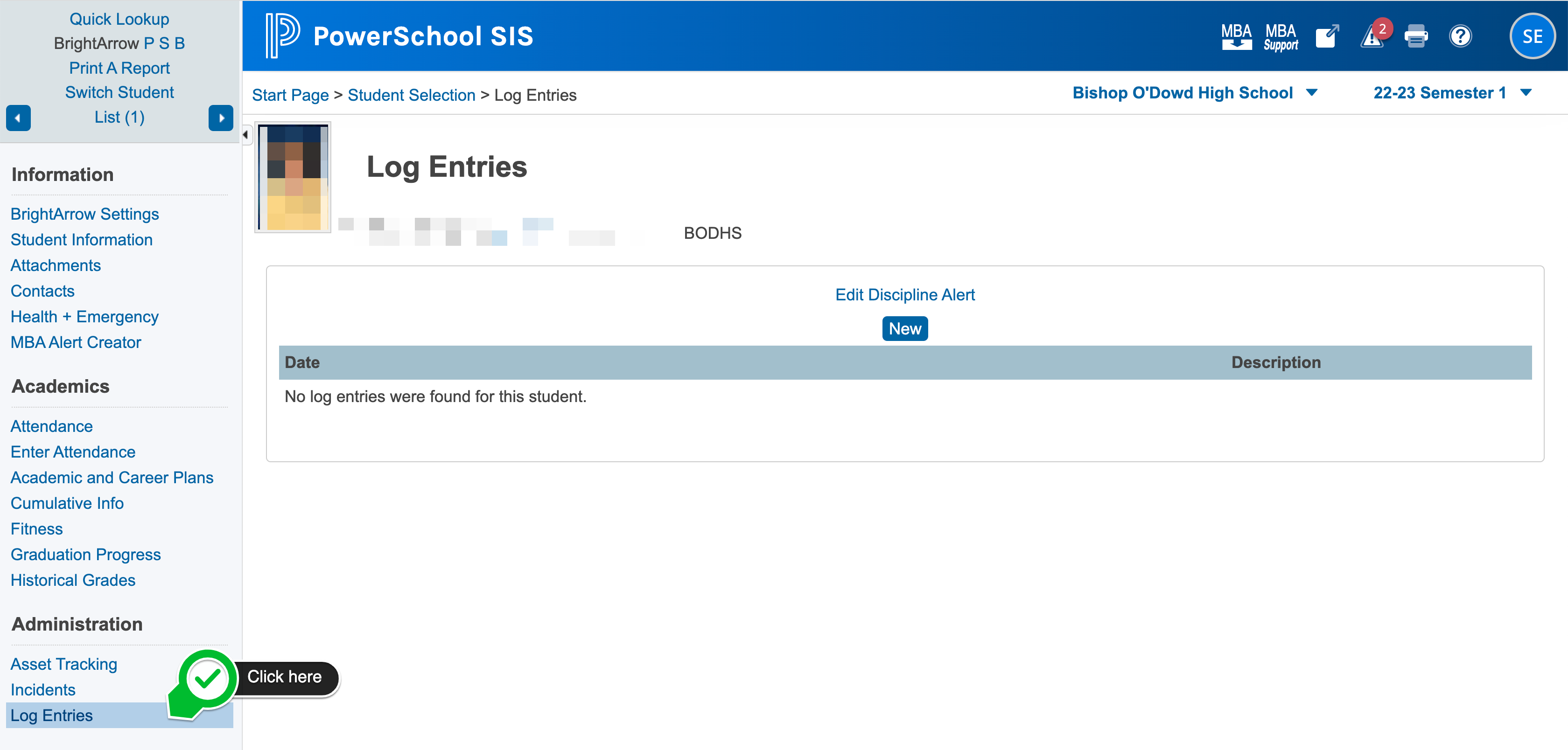 View Student Log Entries – Bishop O'Dowd High School Technology Help Center