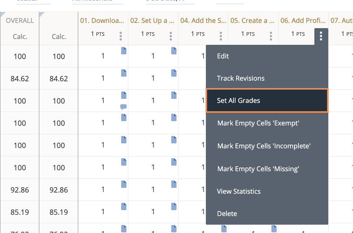 Grading: Entry Shortcuts – Bishop O'Dowd High School Technology Help Center